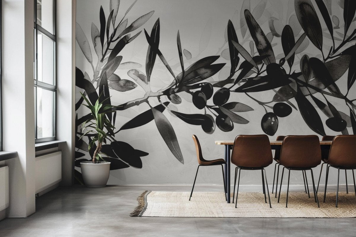 L’Olivier en Aquarelle - Élégance Subtile en Noir et Blanc - Illulart ...